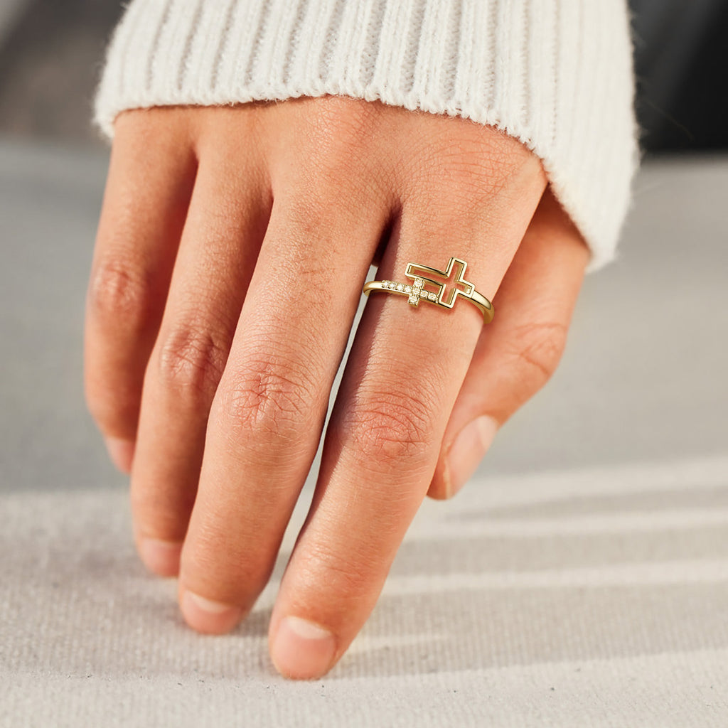 Double Hollow Cross And Infinity Ring – vanimy