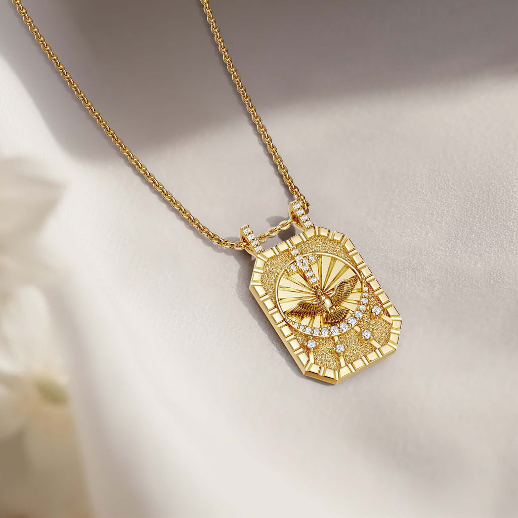 Divine Cross Dove Celestial Protection Medallion Pendant Scapular Neck ...