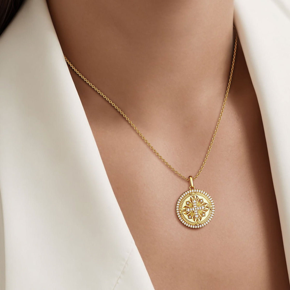 Customized Cross Protection Prayer Medallion Pendant Necklace – vanimy