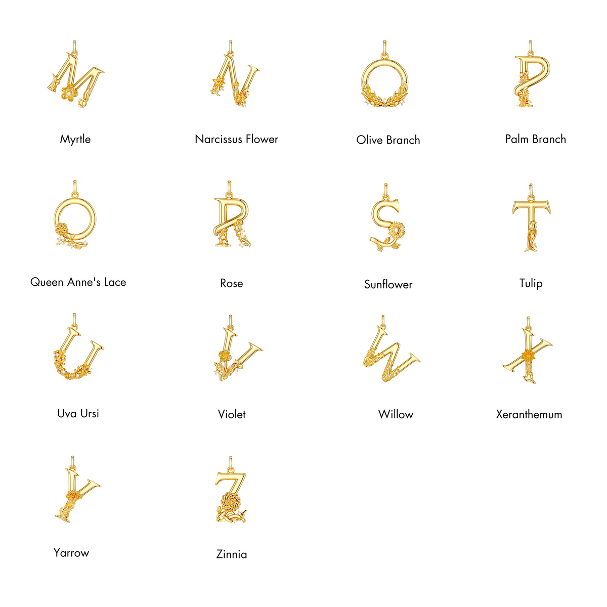 Olive Branch Blossom Letter O Pendant – vanimy