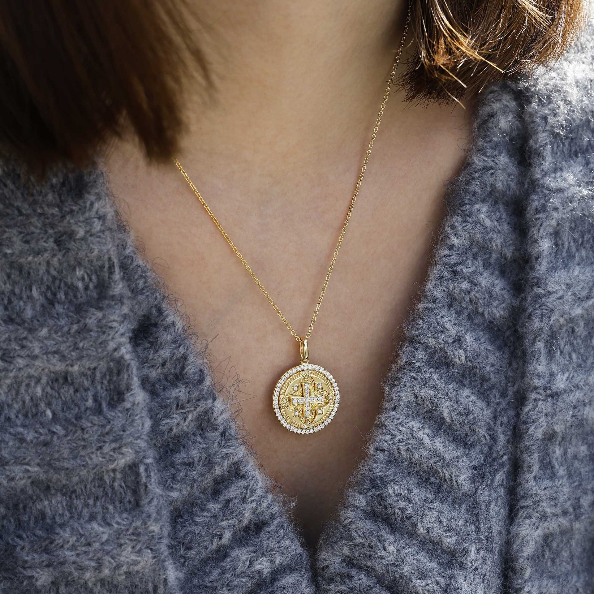 Customized Cross Protection Prayer Medallion Pendant Necklace – vanimy