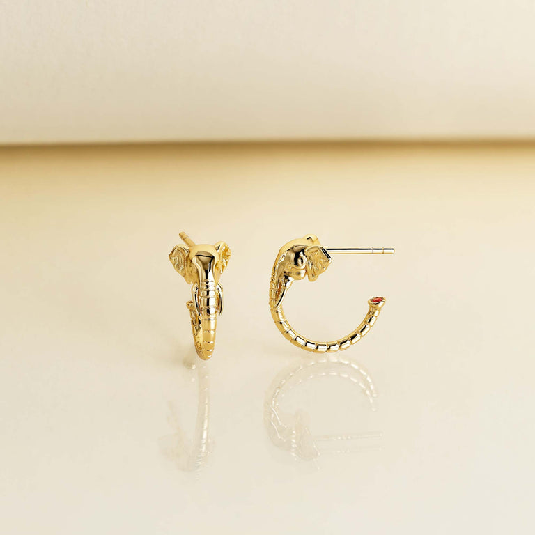 Promised Land Garden of Life Elephant Half Hoop Stud Earrings – vanimy