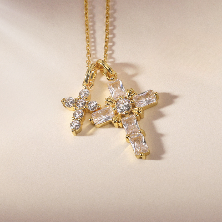 Byzantine Double Crosses Pendant Necklace – vanimy