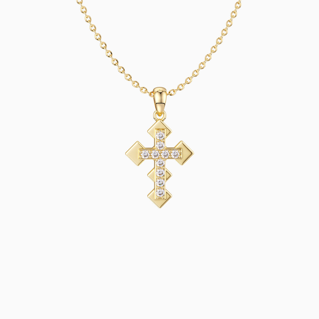 Gold Layered Circle Cross Necklace – vanimy