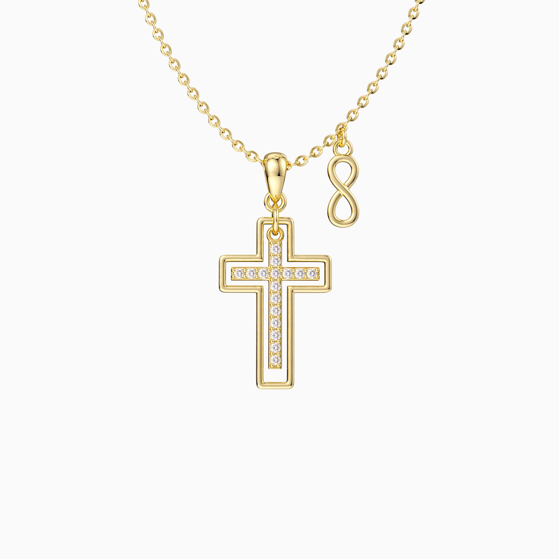 Gold Cutout Double Cross Necklace – vanimy