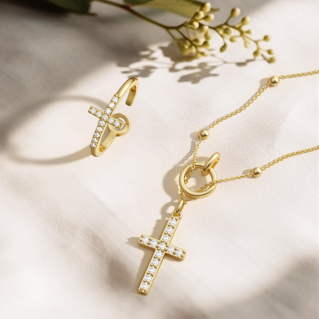 Gold Layered Circle Cross Necklace – vanimy
