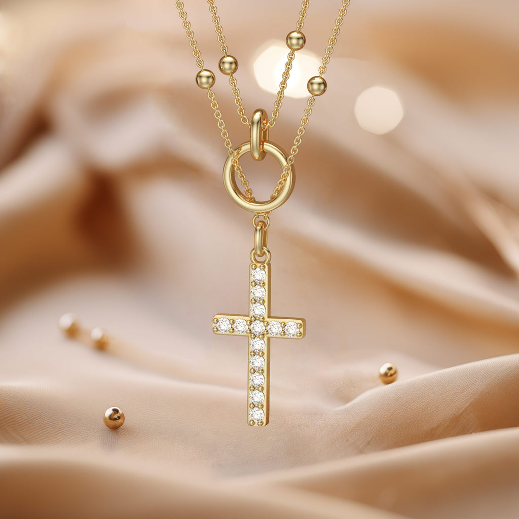 Gold Layered Circle Cross Necklace – vanimy