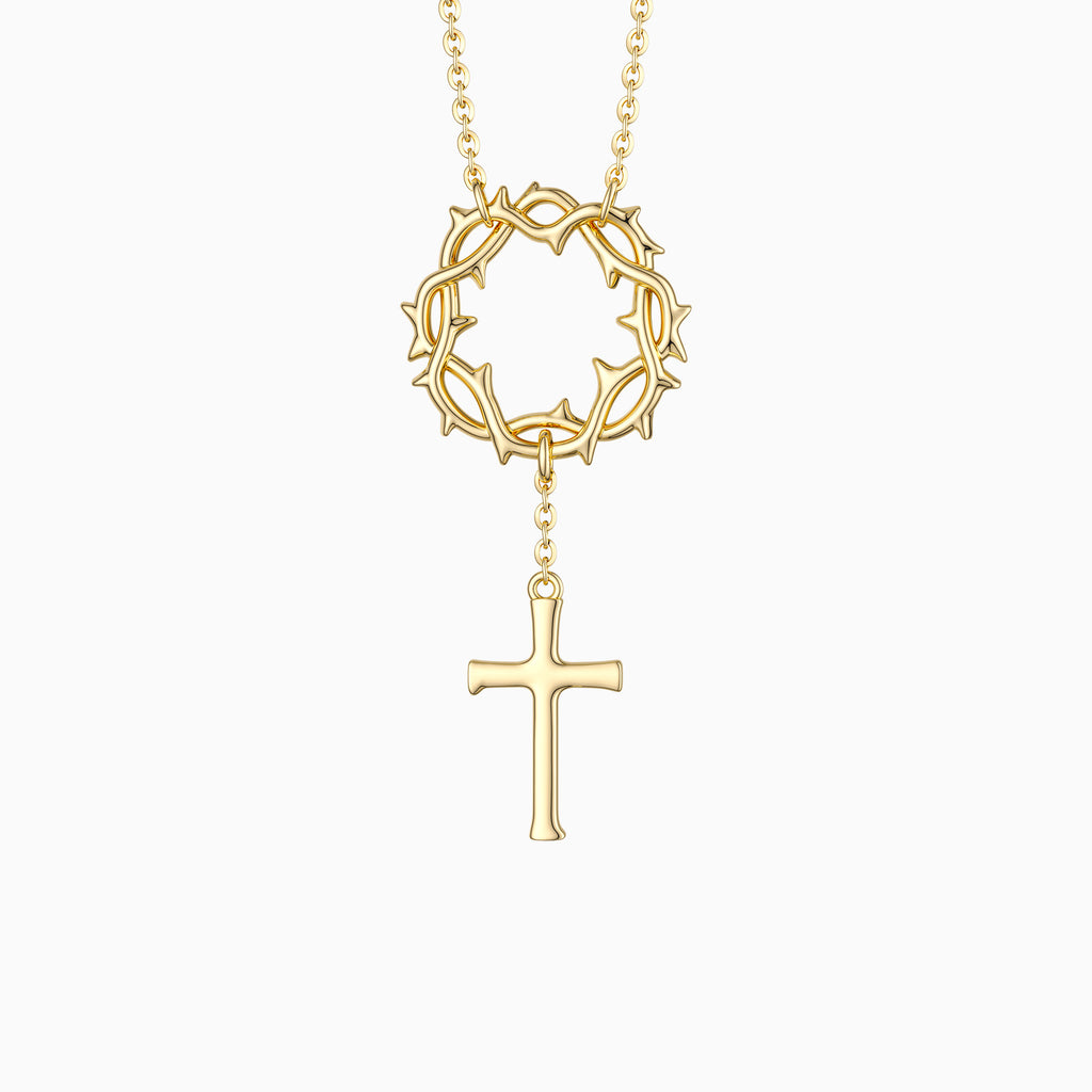 Crown of Thorns Cross Necklace | Christian Necklace – vanimy