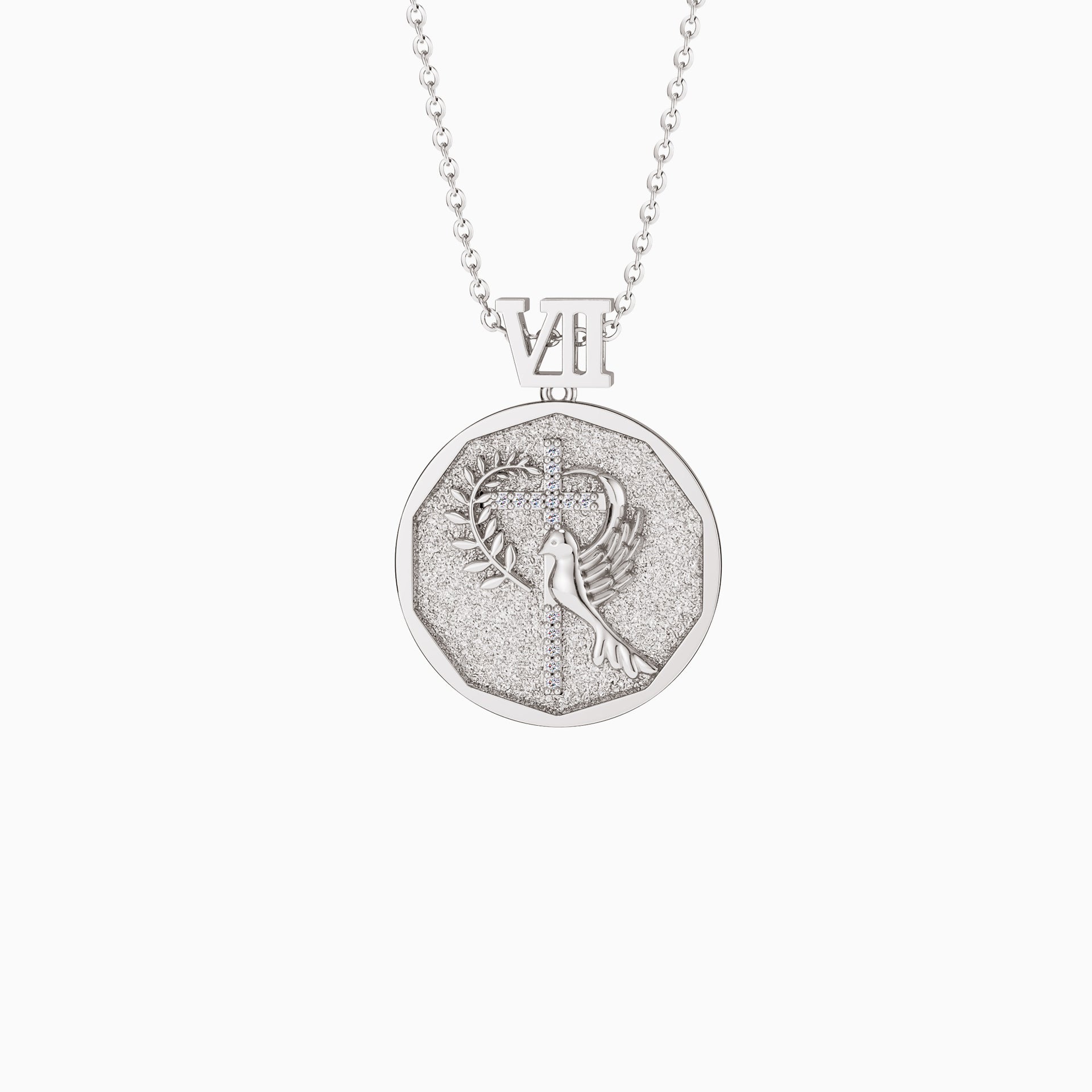 Promised Land Cross Dove of Peace with Olive Branch Coin Medallion Nec ...
