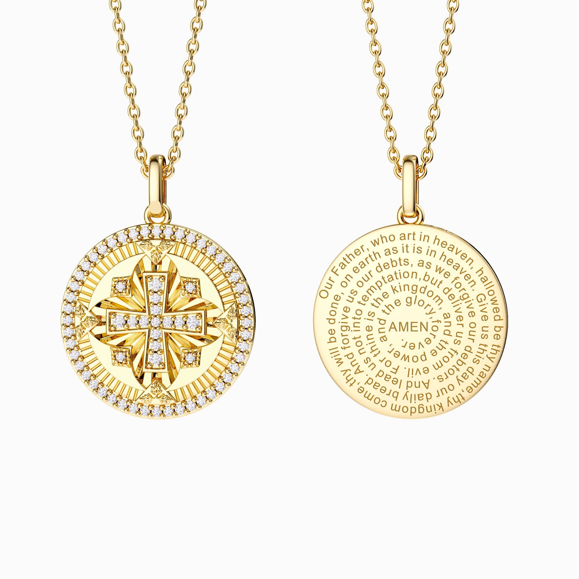 Divine Radiance Cross Protection Prayer Medallion Pendant Necklace – vanimy