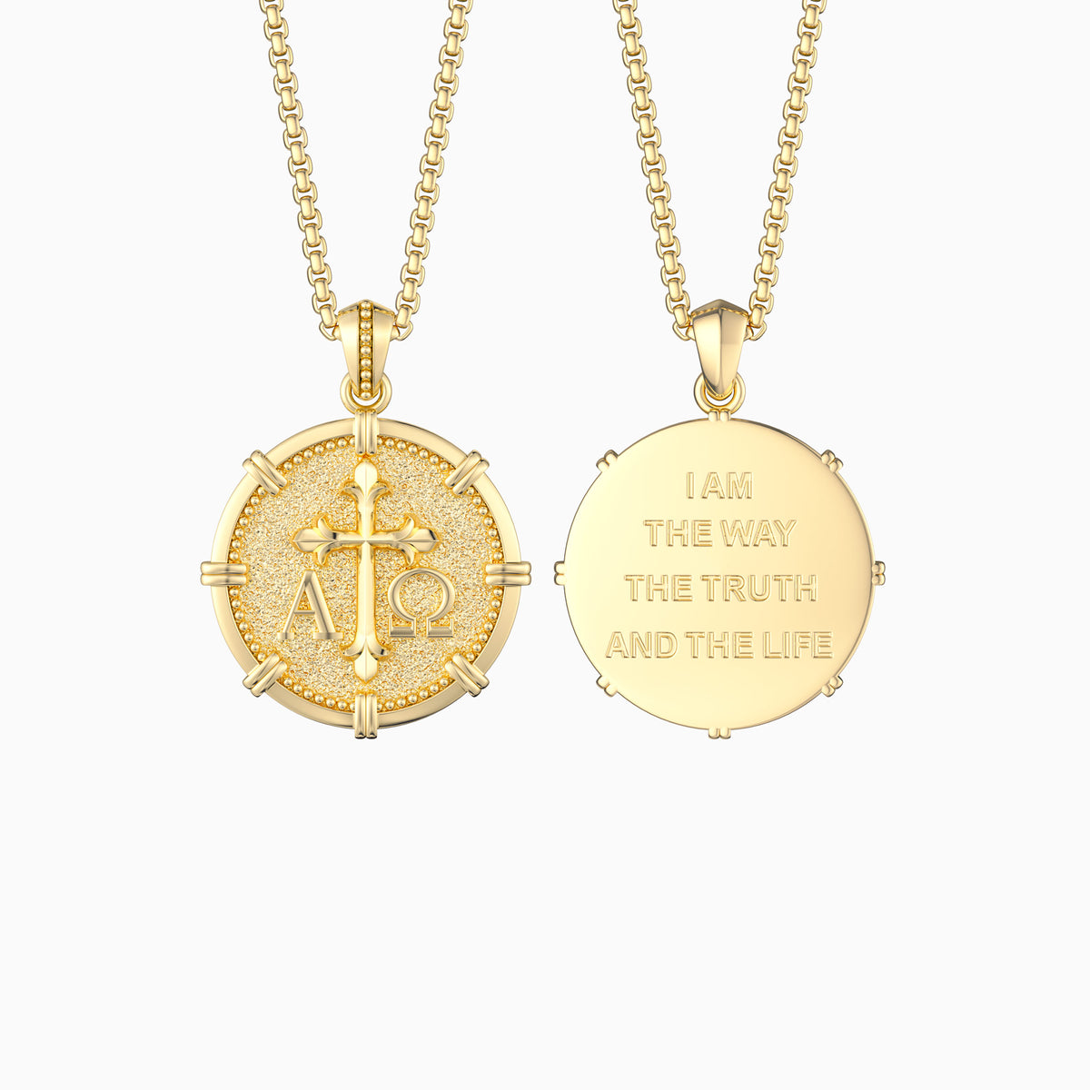 Alpha Omega Fleur-de-Lis Cross Medallion Necklace – vanimy