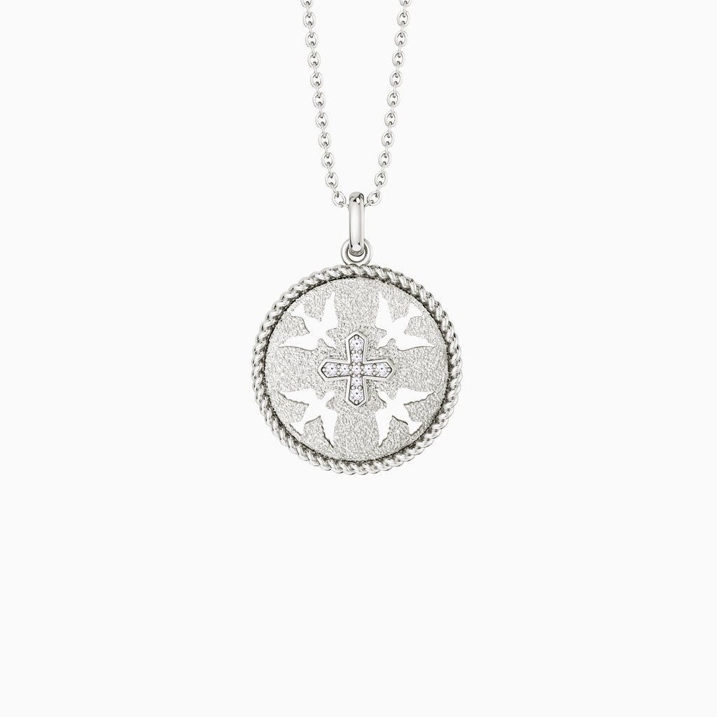 Boundless Love Cut-Out Doves Cross Medallion Necklace – vanimy