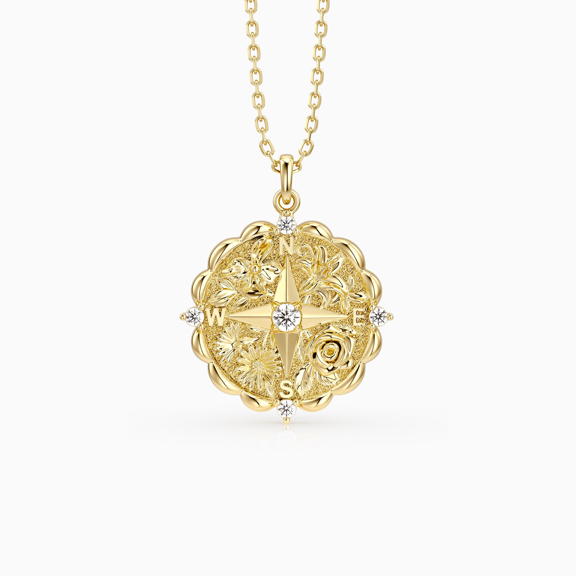 Floral Blessing Compass Medallion Necklace – vanimy