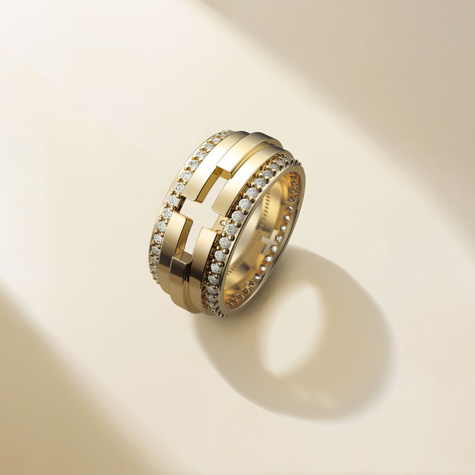 Cut-Out Cross Staircase Statement Ring – vanimy