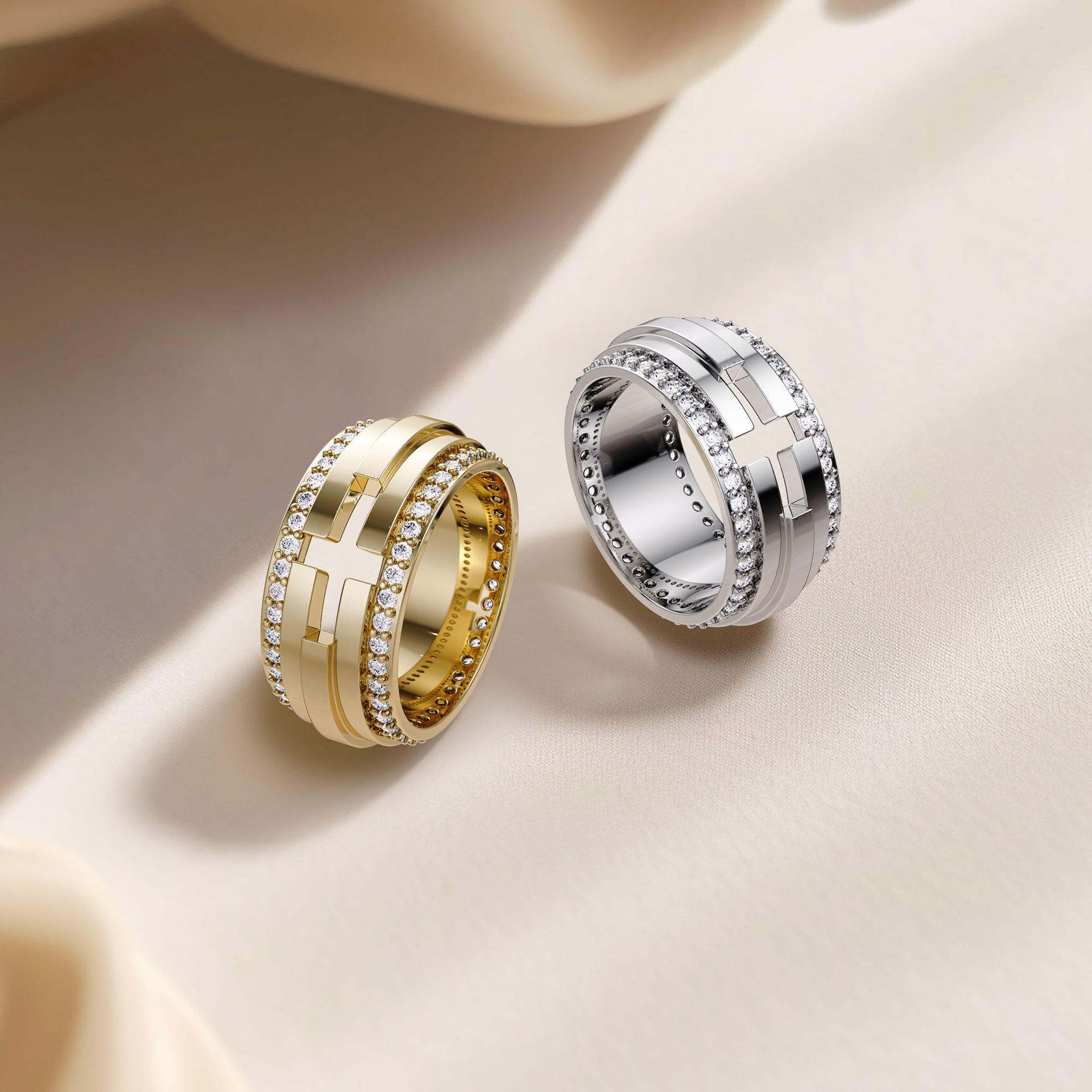 Cut-Out Cross Staircase Statement Ring – vanimy