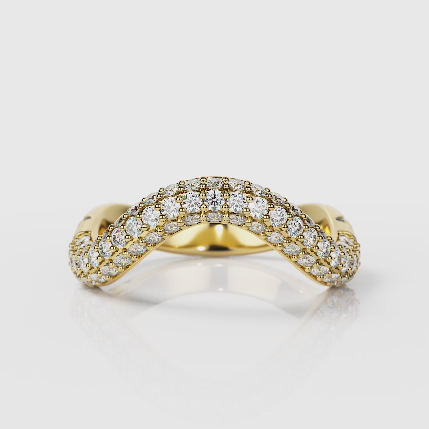 Pavé Wavy Enamel Statement Stacking Ring – vanimy